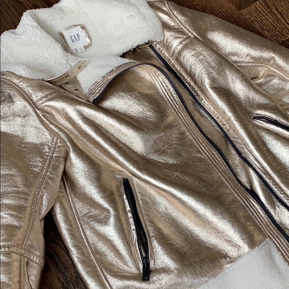 GAP | Jackets & Coats | Gold Lemay Vegan Leather Bomber With Shearling ...